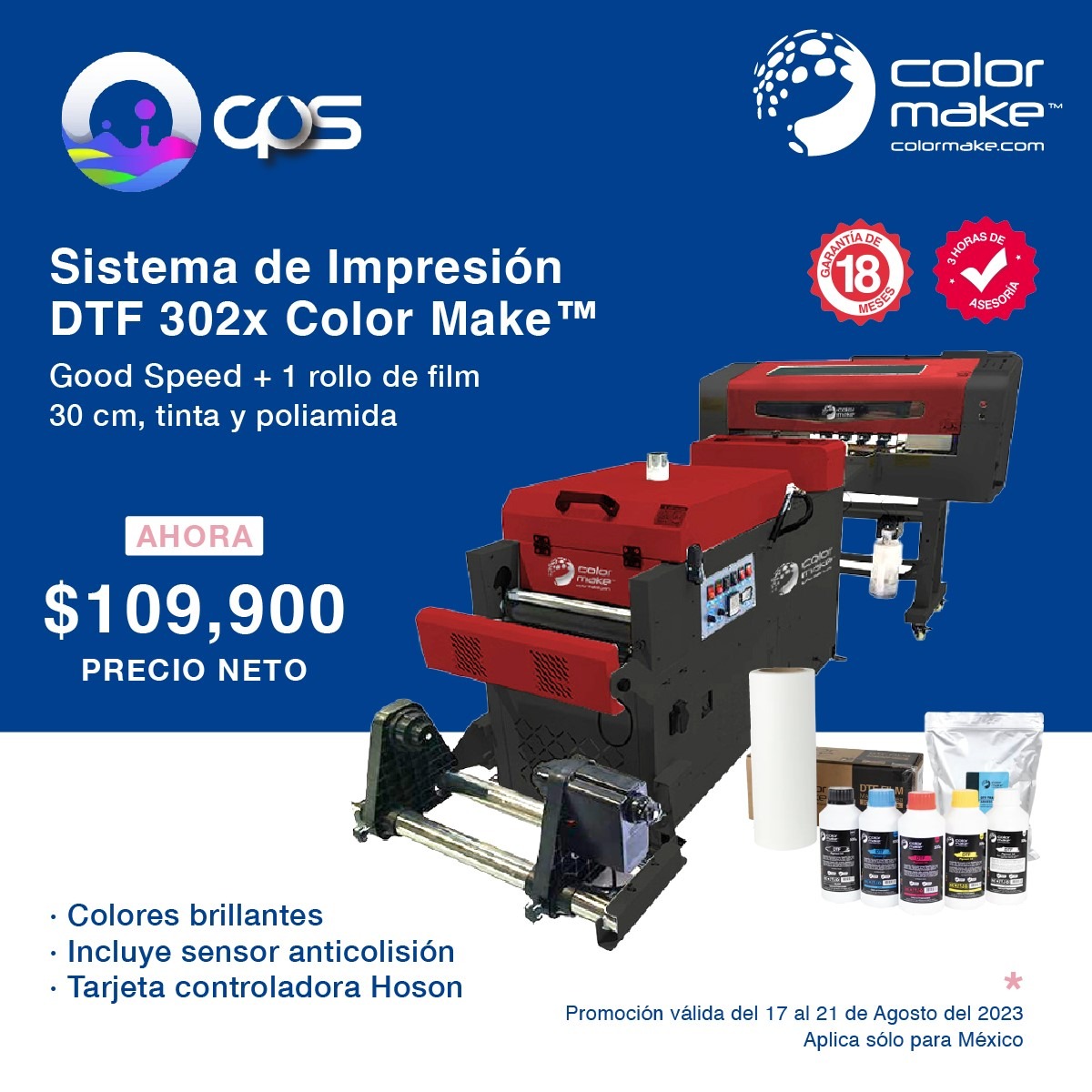 Plotter de Impresión DTF 302x Good Speed Color Make - CPS México