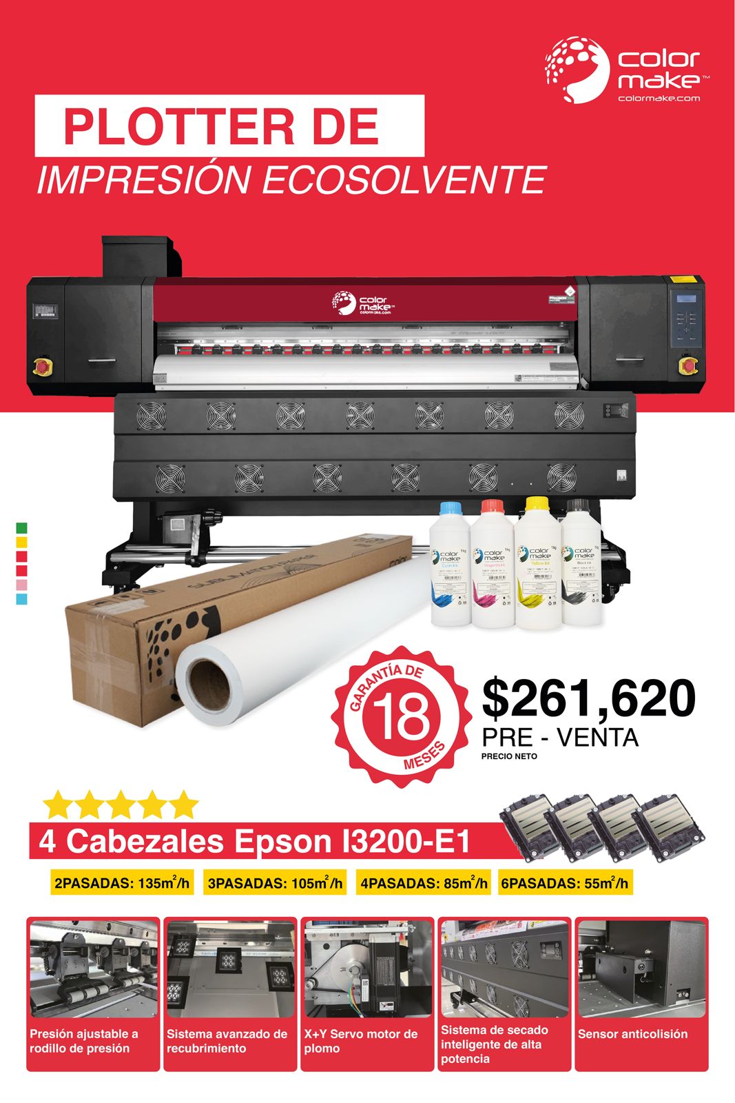 Plotter de Impresión Eco Solvente 4 Cabezales - CPS México